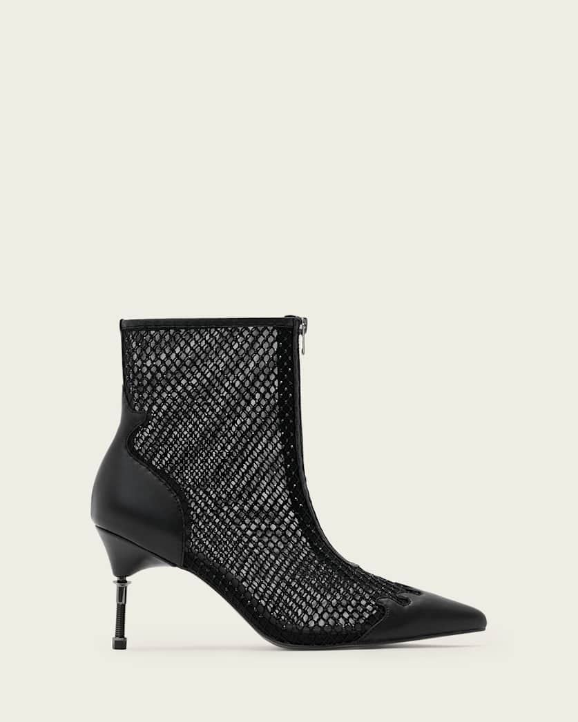 Natasha Mesh Leather Boots Black | ALLSAINTS